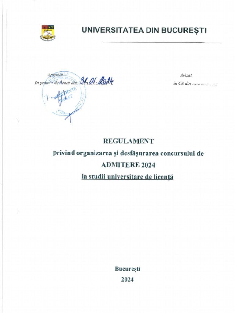 Regulament Admitere 2024 Licenta | PDF