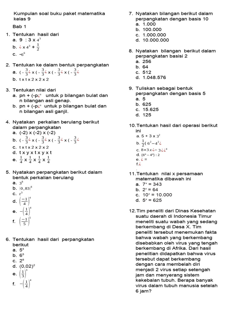 Soal Perpangkatan dan Bilangan Matematika | PDF | Metode & Bahan Ajar