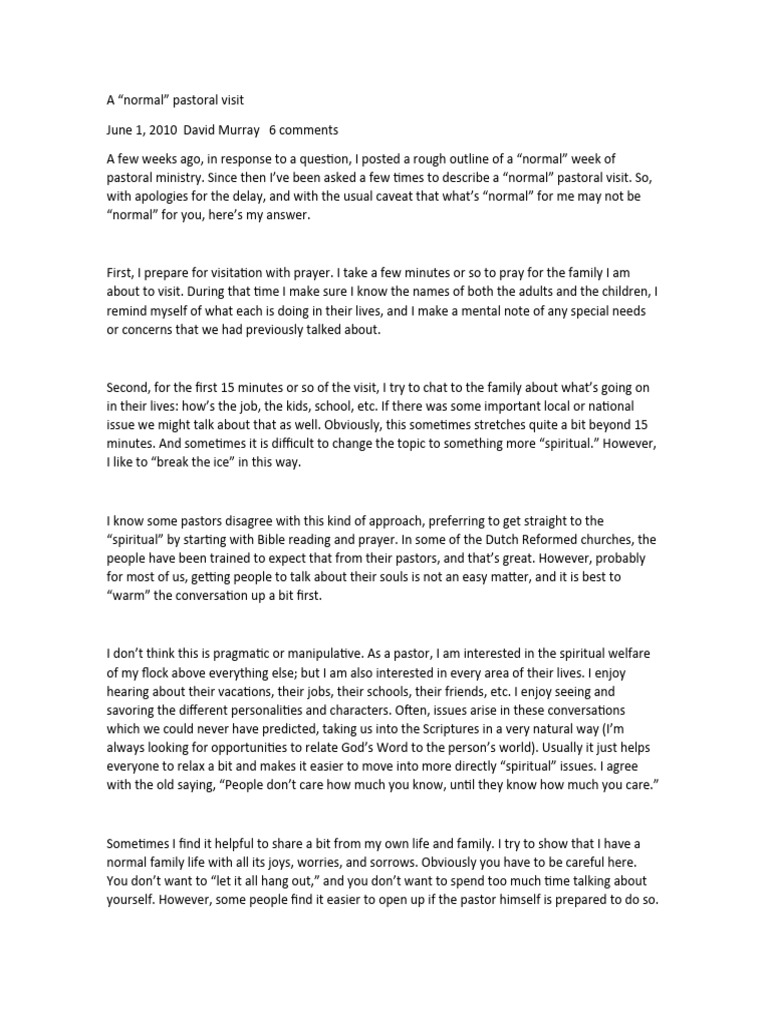 Guide to Effective Pastoral Visits | PDF | Prayer | Religious Belief ...