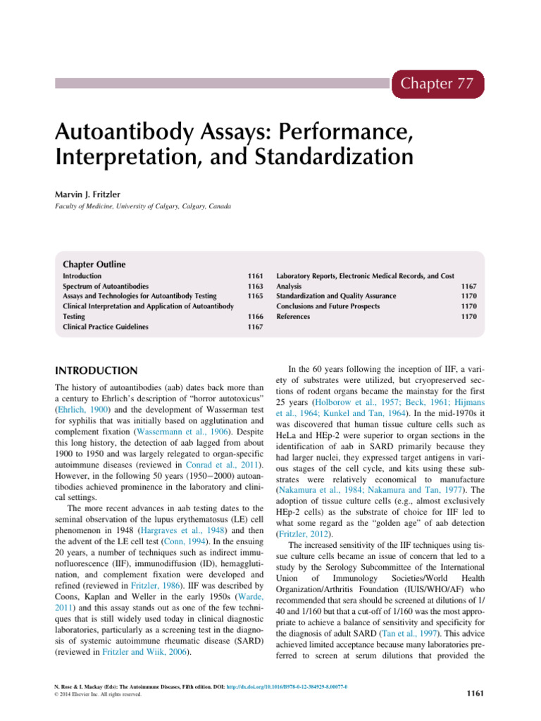 Autoantibody Assays Performance Interpretation And Standardization