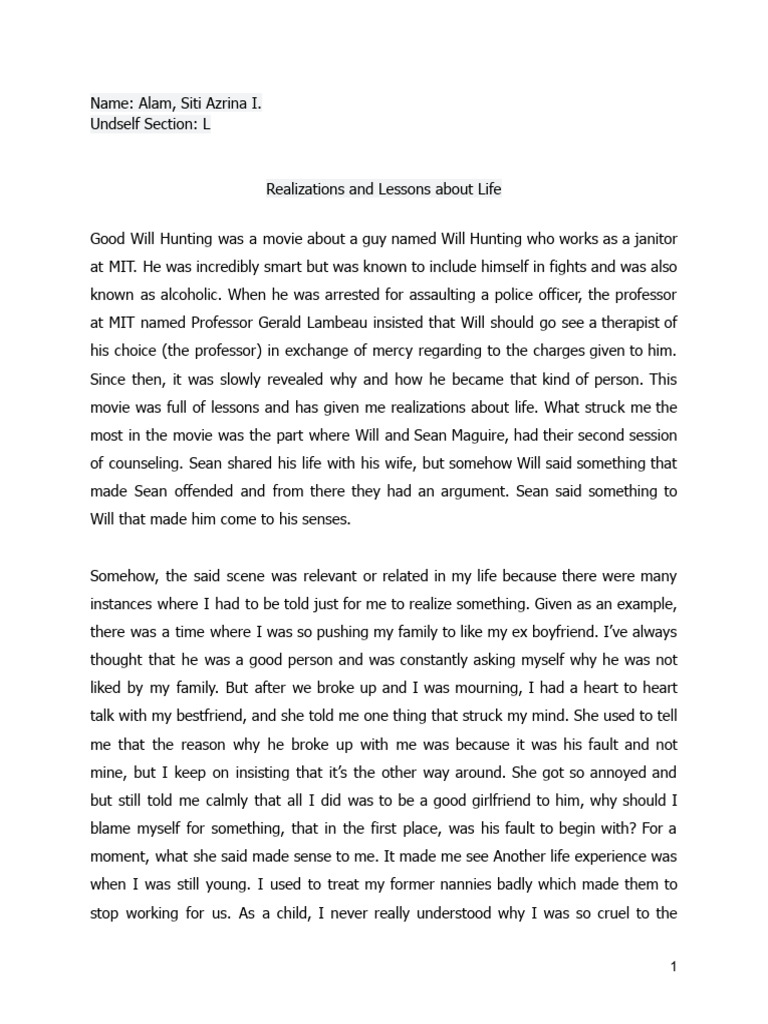 SITI AZRINA ALAM - Reflection Paper Template | PDF | Wellness | Lifestyle