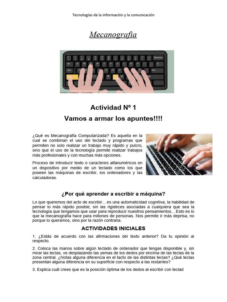Mecanografia | PDF | Teclado | Máquina de escribir