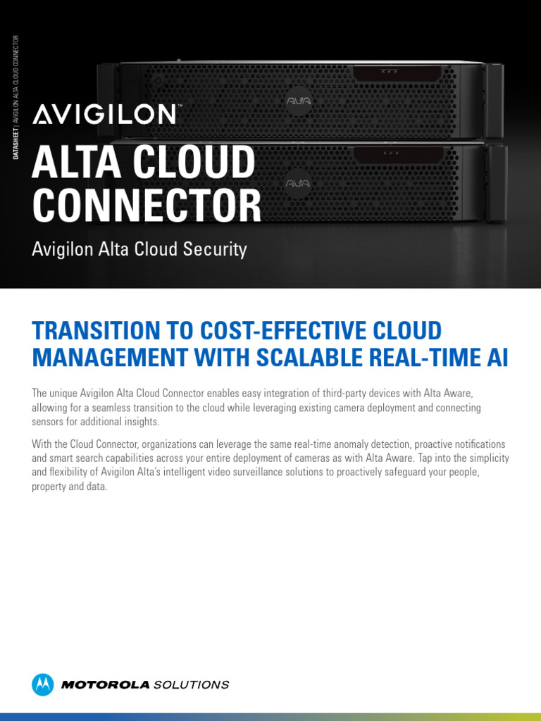 Avigilon Alta Cloud Connectors Datasheet | PDF | Graphics Processing Unit | Cloud Computing