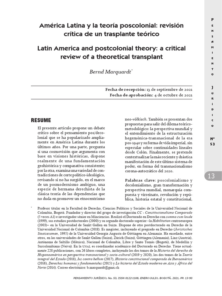 America Latina y La Teoría Poscolonial | PDF | Poscolonialismo ...