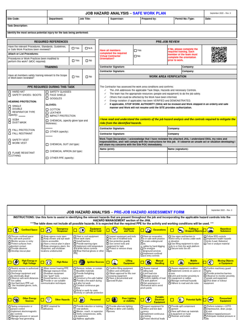 Job Hazard Analysis & Safety Plan | PDF | Personal Protective Equipment ...