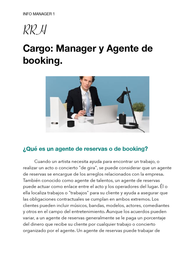 ¿Qué Es Un Booking Manager o Representante? | PDF
