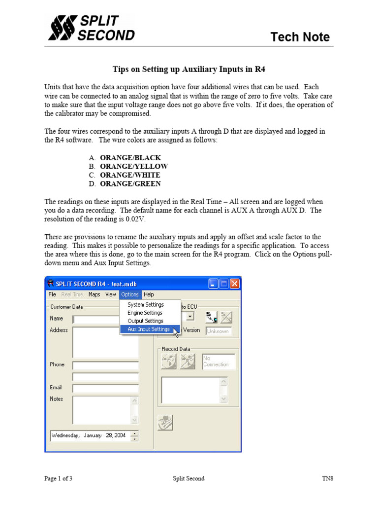 Setting Up R4 Auxiliary Inputs Guide | PDF | Electricity | Computer ...