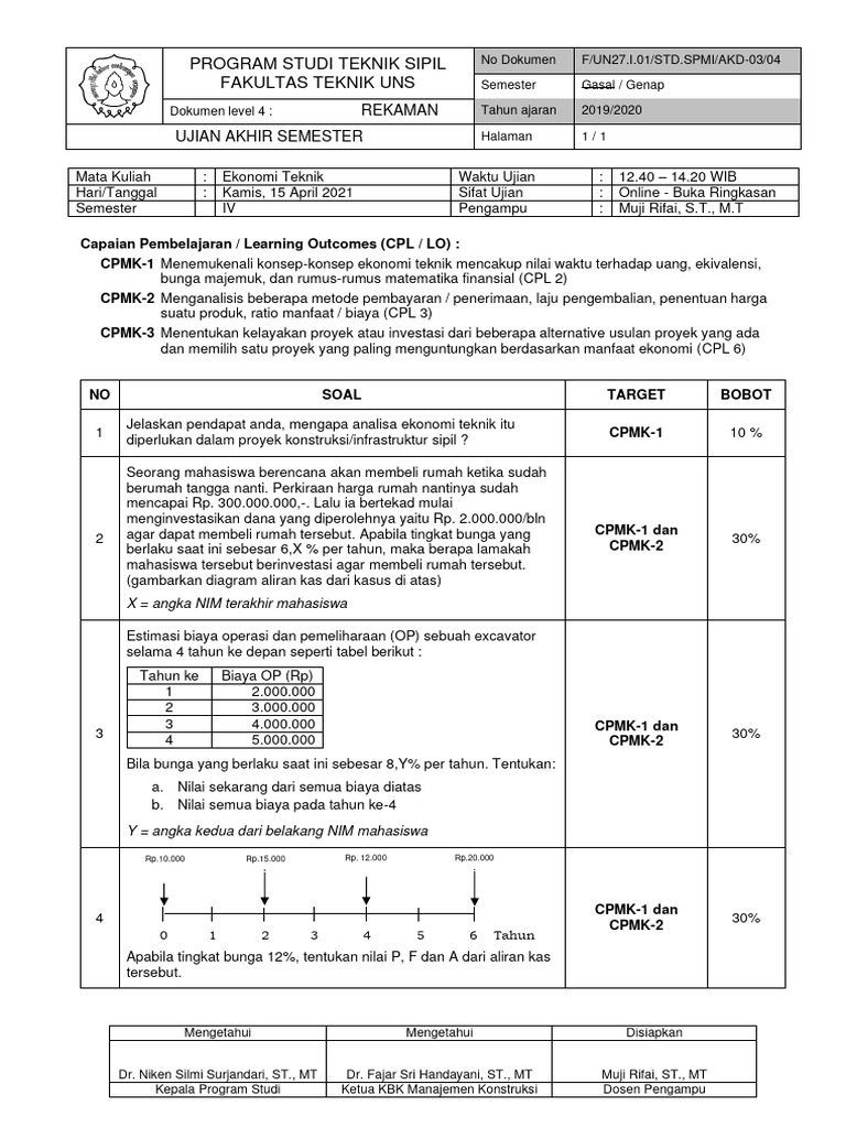 Soal UTS EKONOMI TEKNIK | PDF