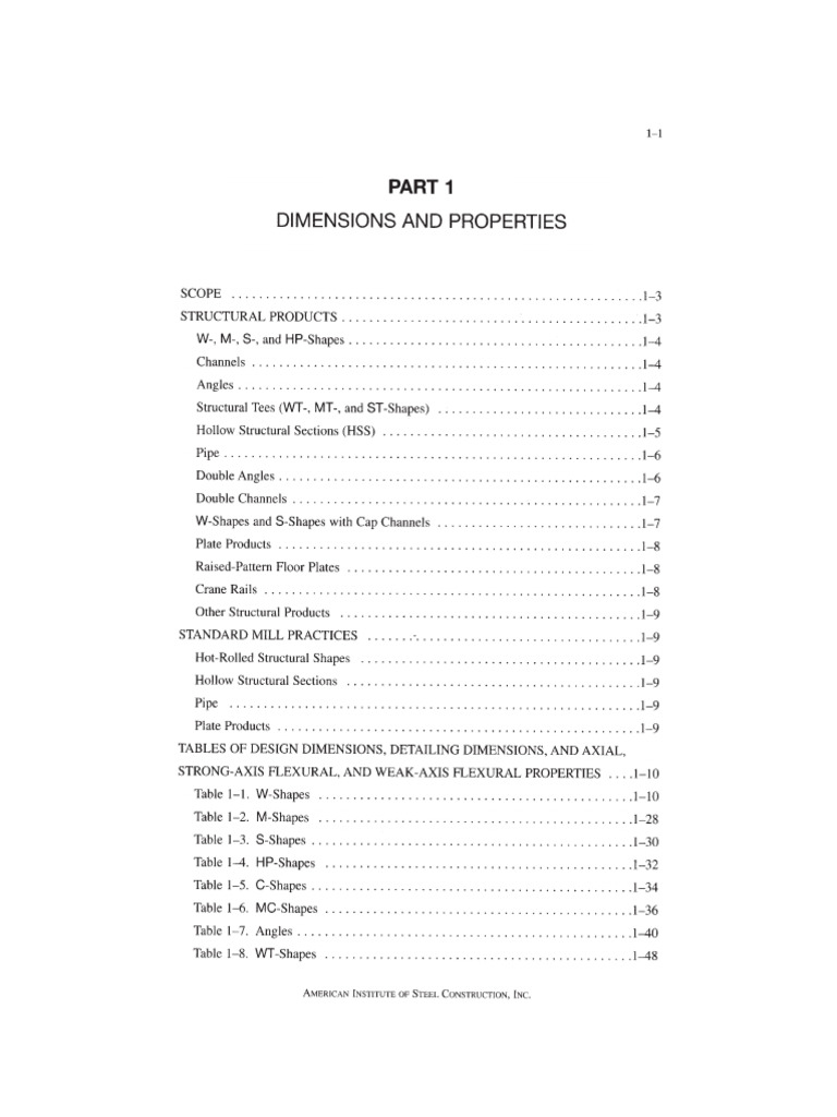 AISC 2005, Steel Dimensions and Properties Sections | PDF