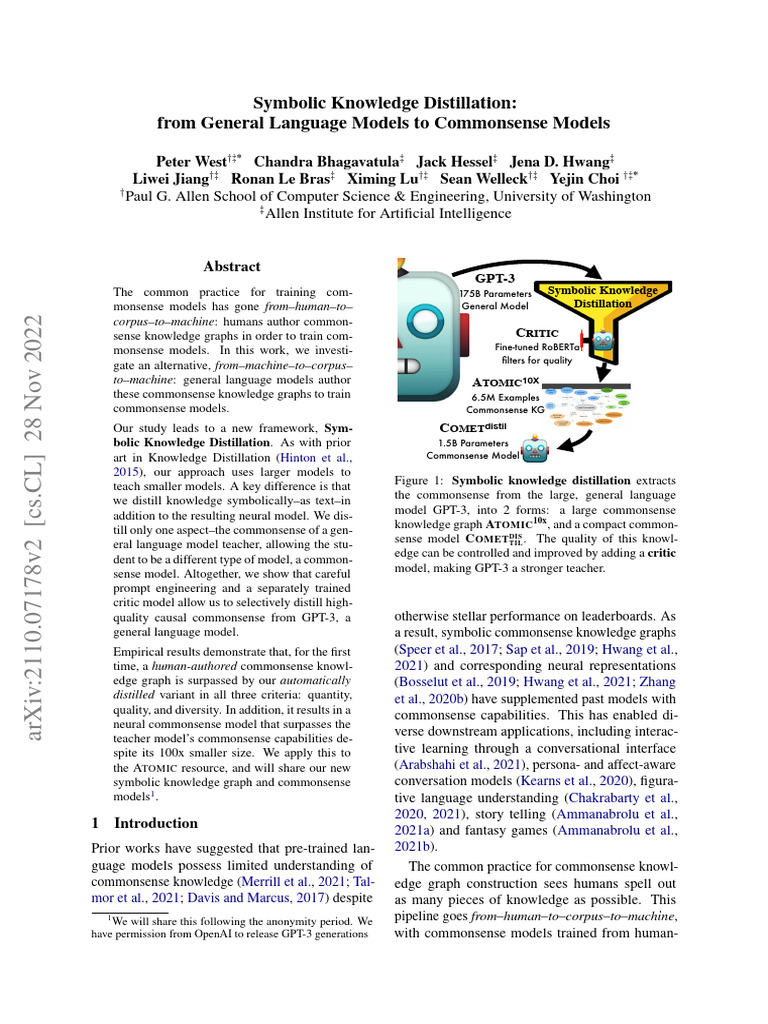 Symbolic Knowledge Distillation for Commonsense | PDF | Accuracy And ...
