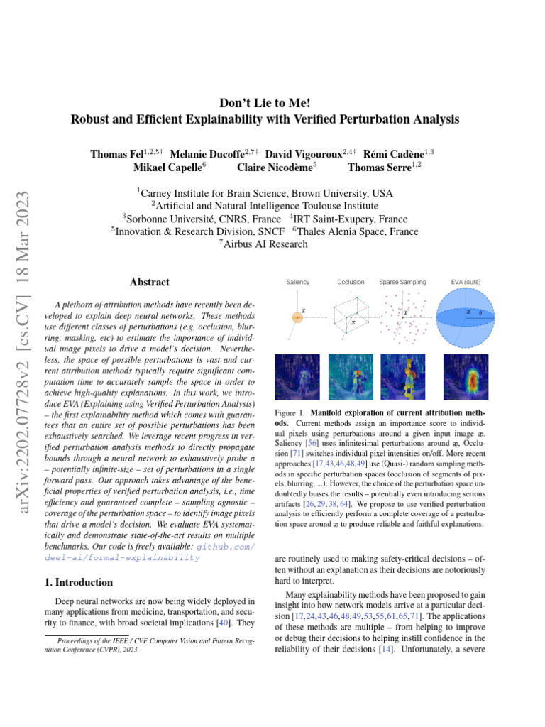 Don't Lie To Me! Robust and Efficient Explainability With Verified Perturbation Analysis | PDF ...