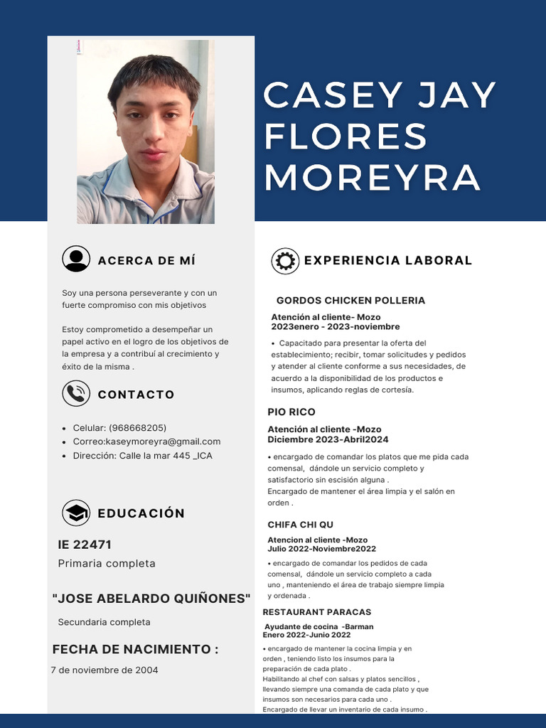 Curriculum Vitae Profesional de Hombre Con Foto Sencillo Azul ... Curriculum Vitae Profesional de Hombre Con Foto Sencillo Azul ...