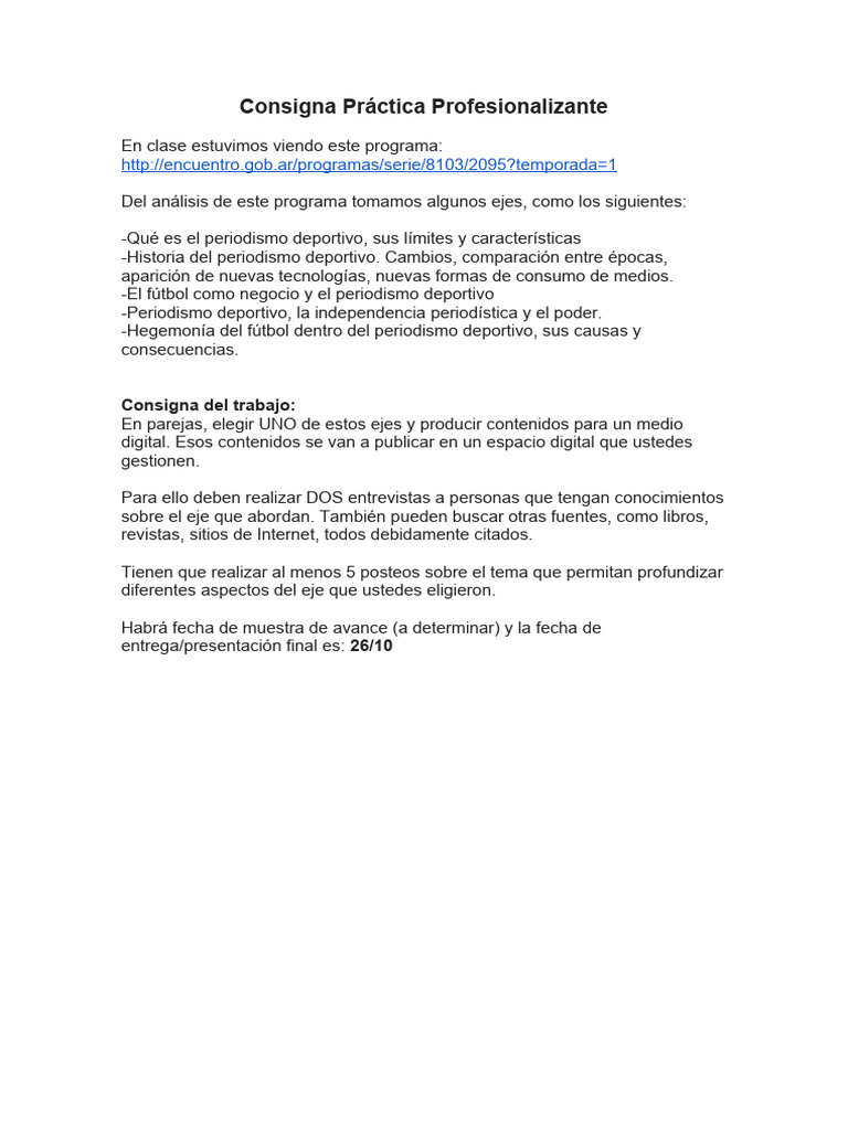 Consigna Práctica Profesionalizante | PDF