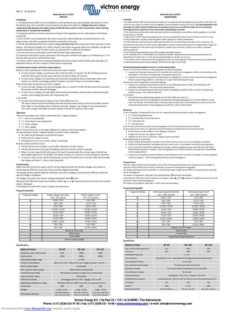 Batteryprotect bp65 | PDF