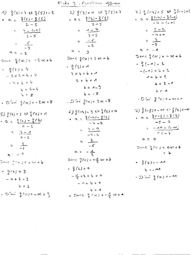 Correction Exercices Au Tableau - Fonctions Affines | PDF