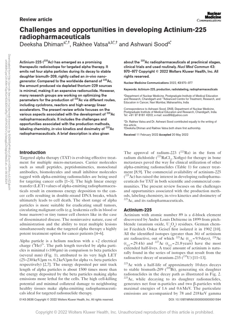 Challenges - and - Opportunities - in - Developing Actinium-225 | PDF ...