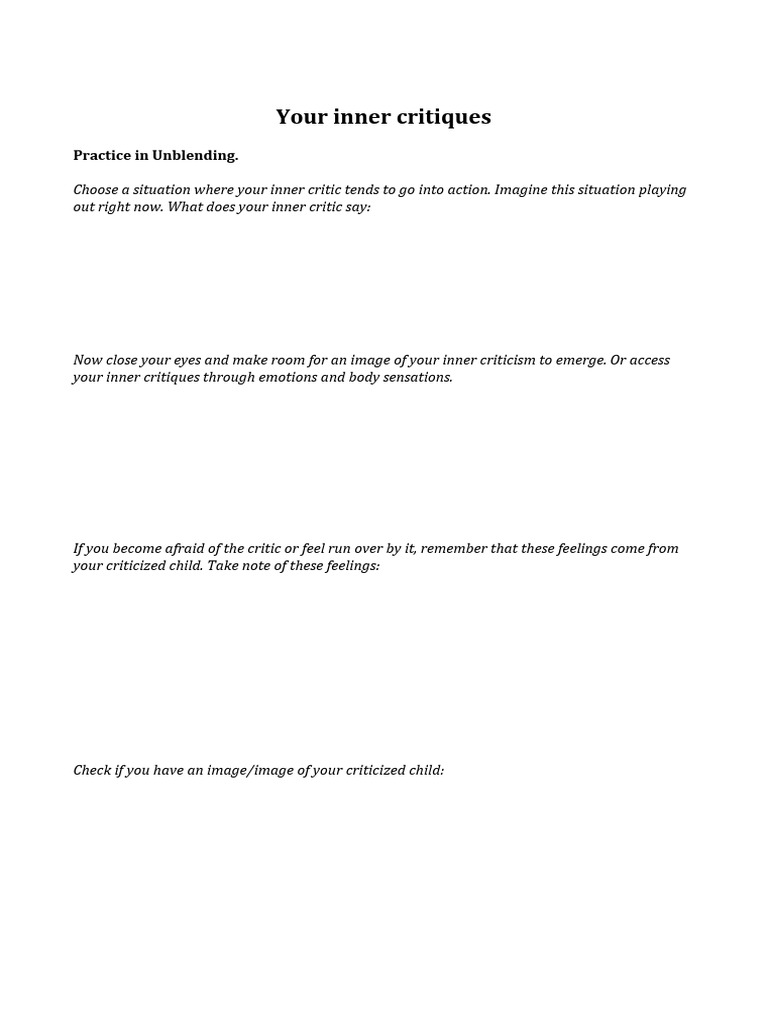 Your Inner Critic Exersize | PDF | Feeling | Social Psychology