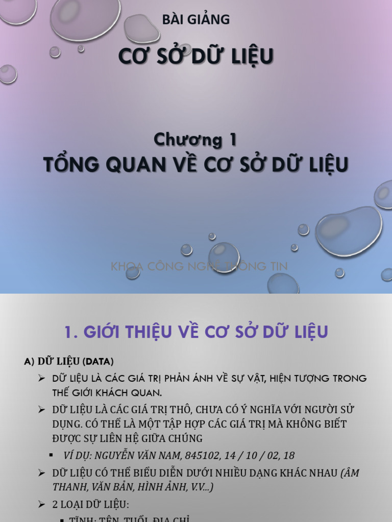 Chuong 1 Tong Quan Ve CSDL | PDF