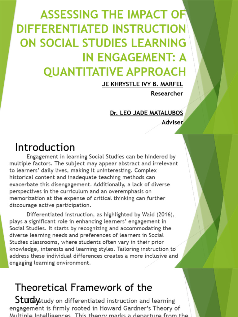 Differentiated Instruction's Impact on Social Studies Engagement | PDF | Differentiated ...