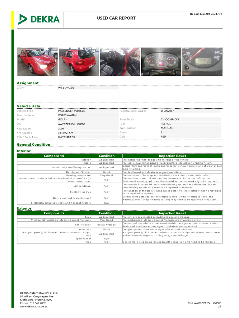 Used Car Report: Assignment | PDF | Tire | Car