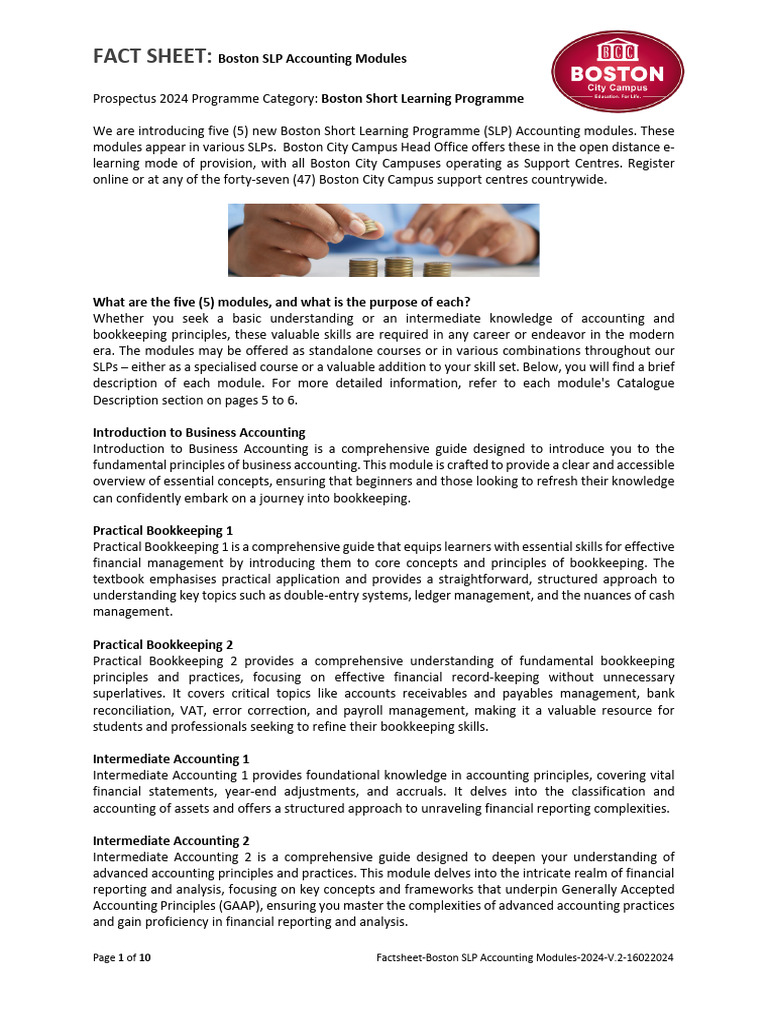 FactSheet Boston SLP Accounting Modules 2024 V 2 16022024 | PDF | Bookkeeping | Accounting