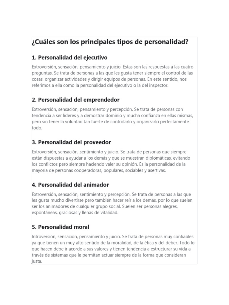 Tipos de Personalidad | PDF | Intuición | Pensamiento