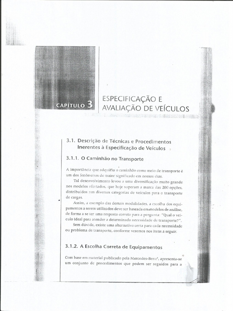 Especificação e Avaliação de Veículos - Cap III | PDF