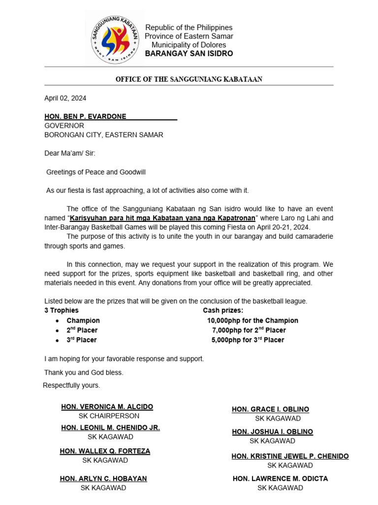 Solicitation Letter Veroooo Dalandannnnn Final 084211 2 | PDF | Youth ...