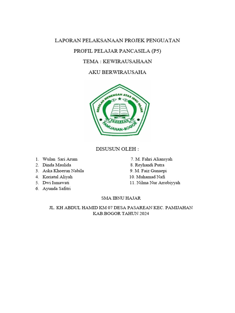 Laporan Pelaksanaan Projek Penguatan | PDF