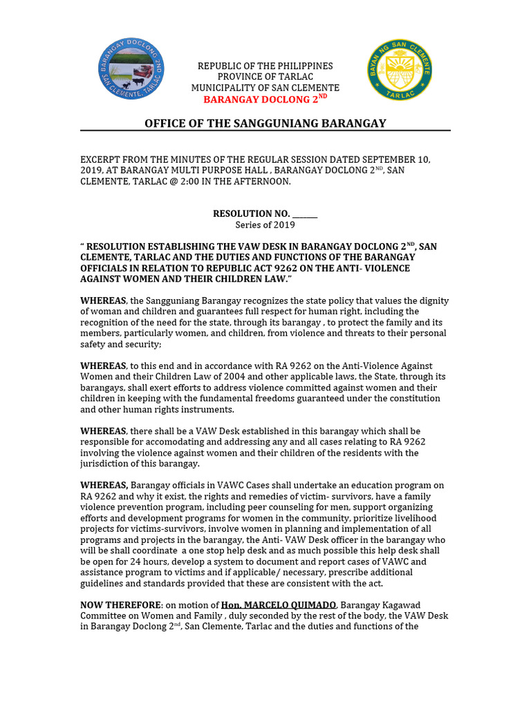 Vawc Resolution 2019 | PDF | Violence | Human Rights