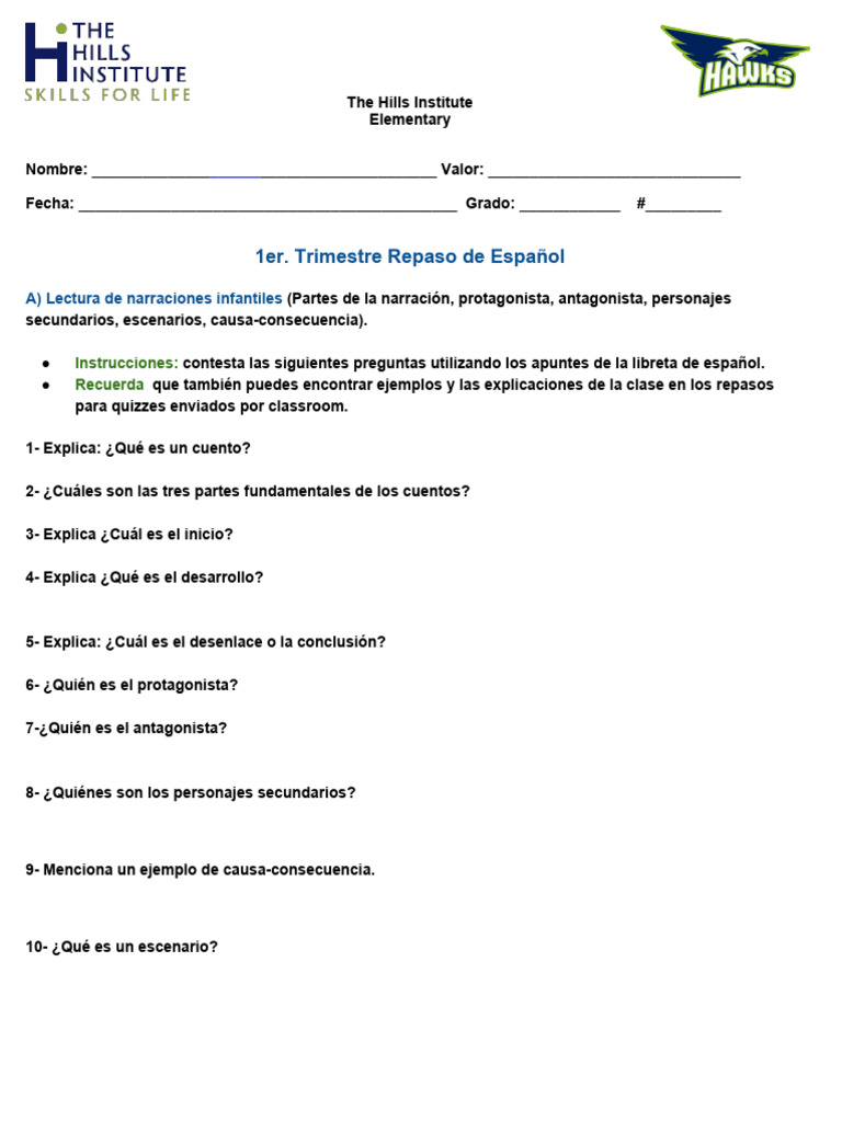 Julieta Ávila Hidalgo - 4to Repaso Sin Contestar Español para Examen ...