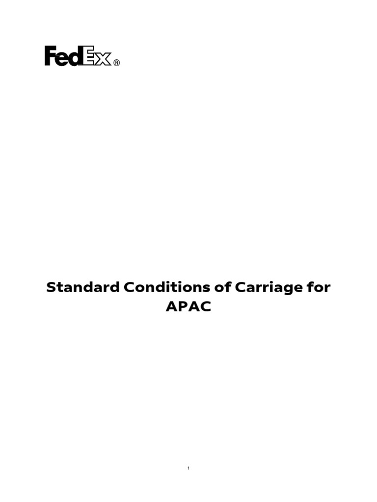 FedEx APAC Standard Carriage Terms | PDF | Fee | Credit Card