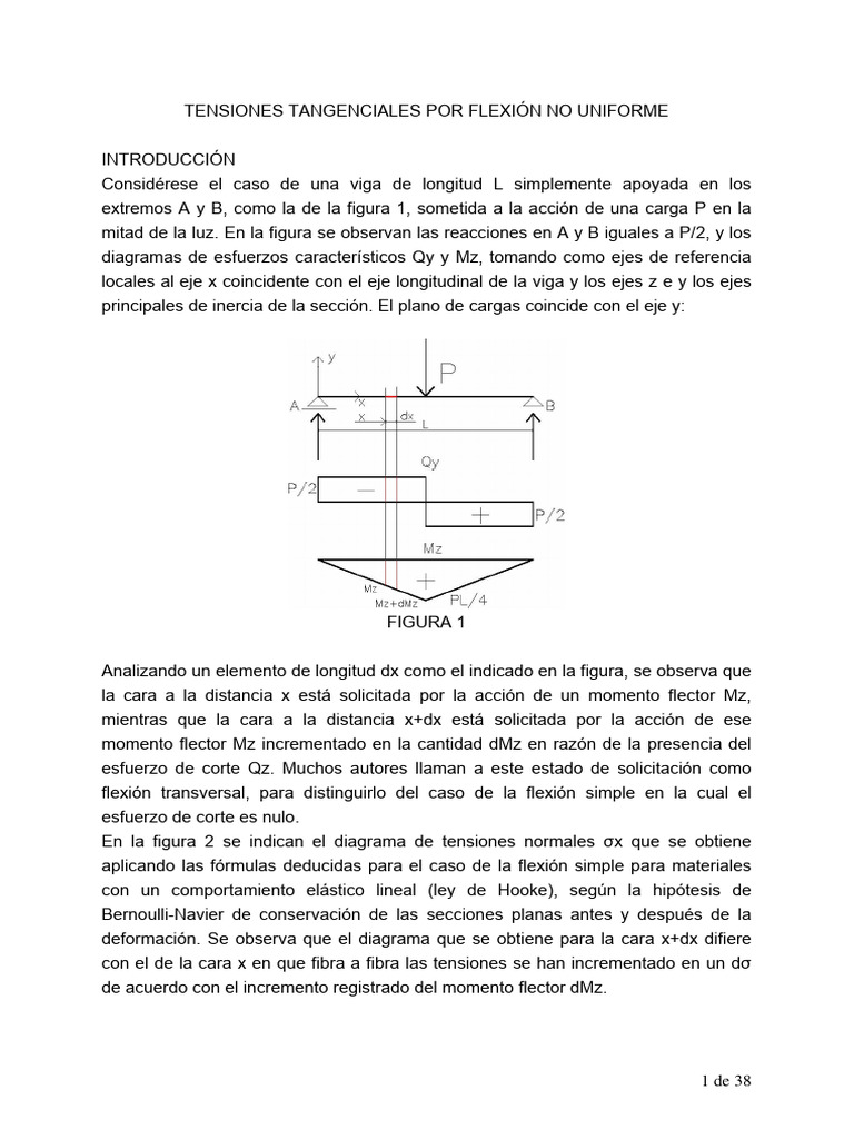 Tensiones Tangenciales Por Flexion No Uniforme | PDF | Doblar | Viga (Estructura)