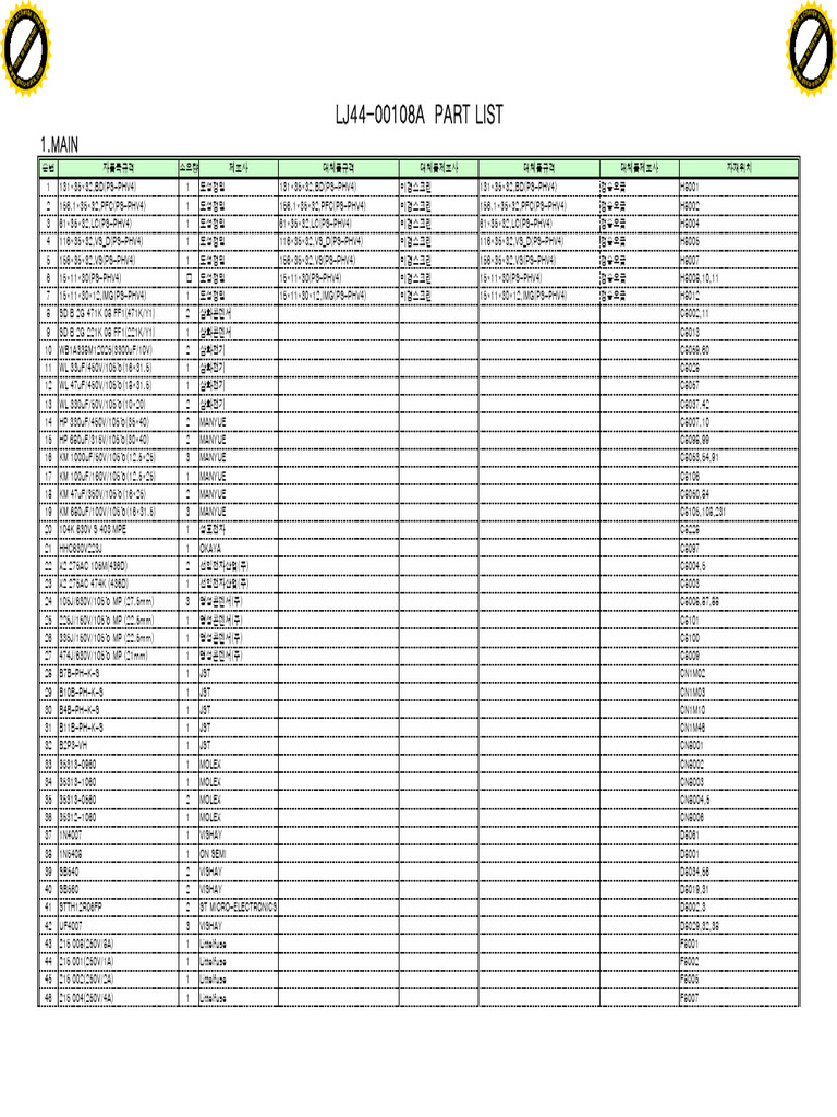 Philips Lj44-00101a Part List | PDF