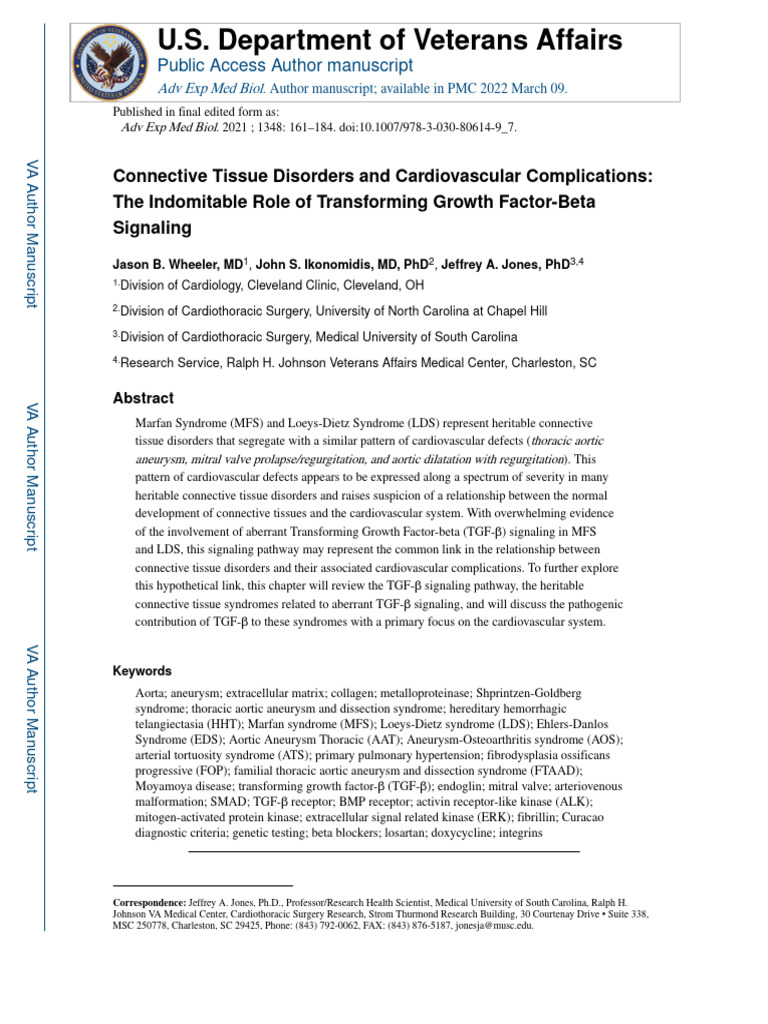 Connective Tissue Disorders and Cardiovascular Complications: The Indomitable Role of ...
