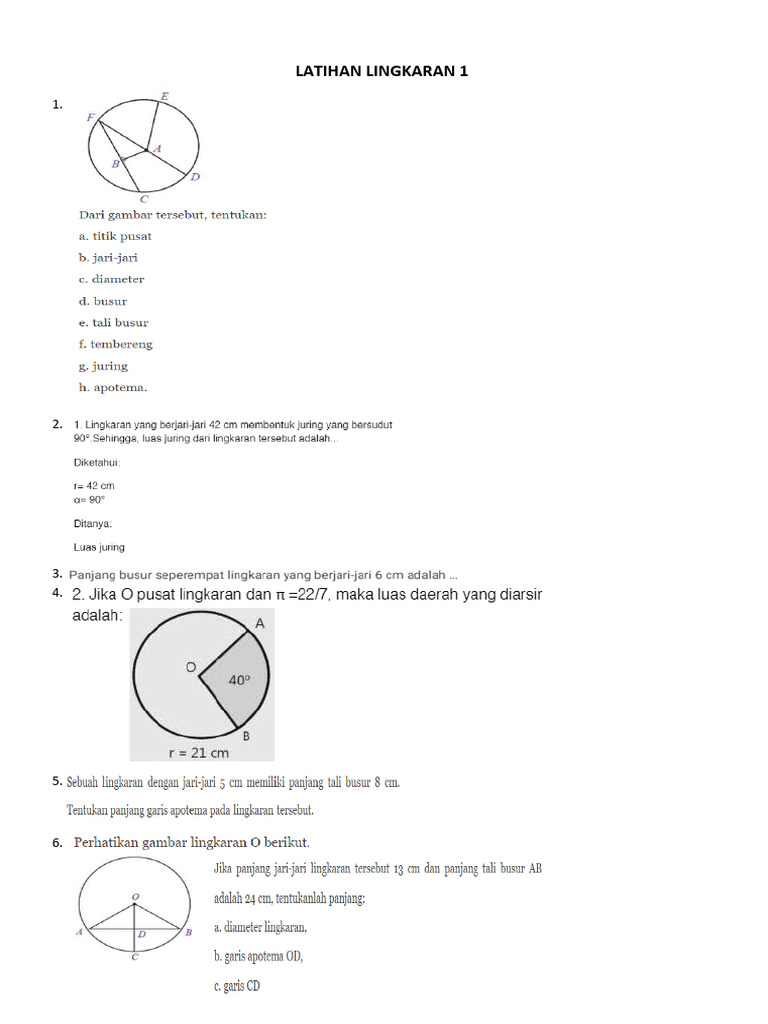 Latihan Lingkaran 12024 | PDF | Metode & Bahan Ajar