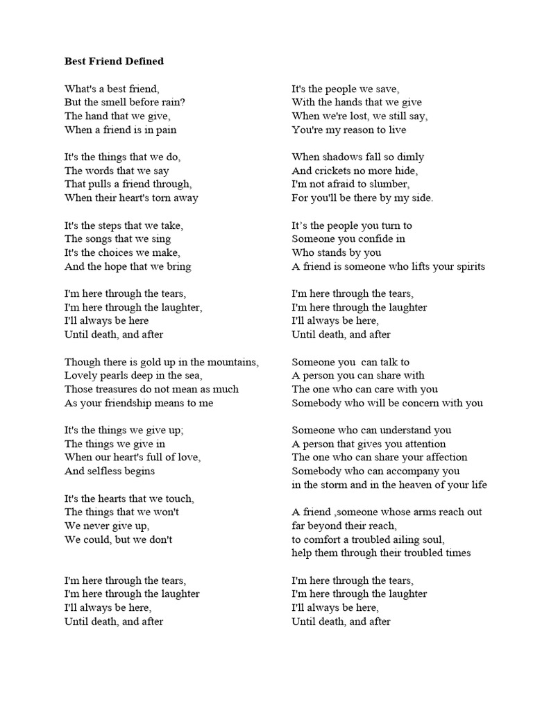 Best Friend Poem: A Tribute to Friendship | PDF | Poetry
