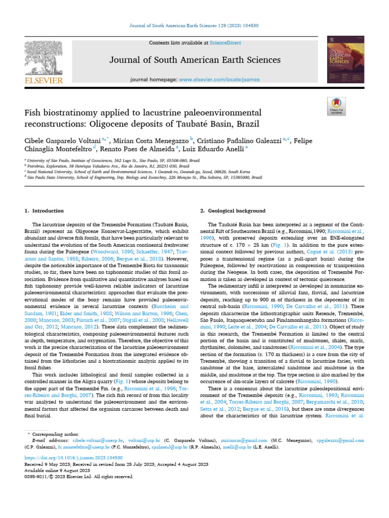Voltani Et Al 2023 Fish Biostratinomy Lacustrine Reconstructions | PDF ...