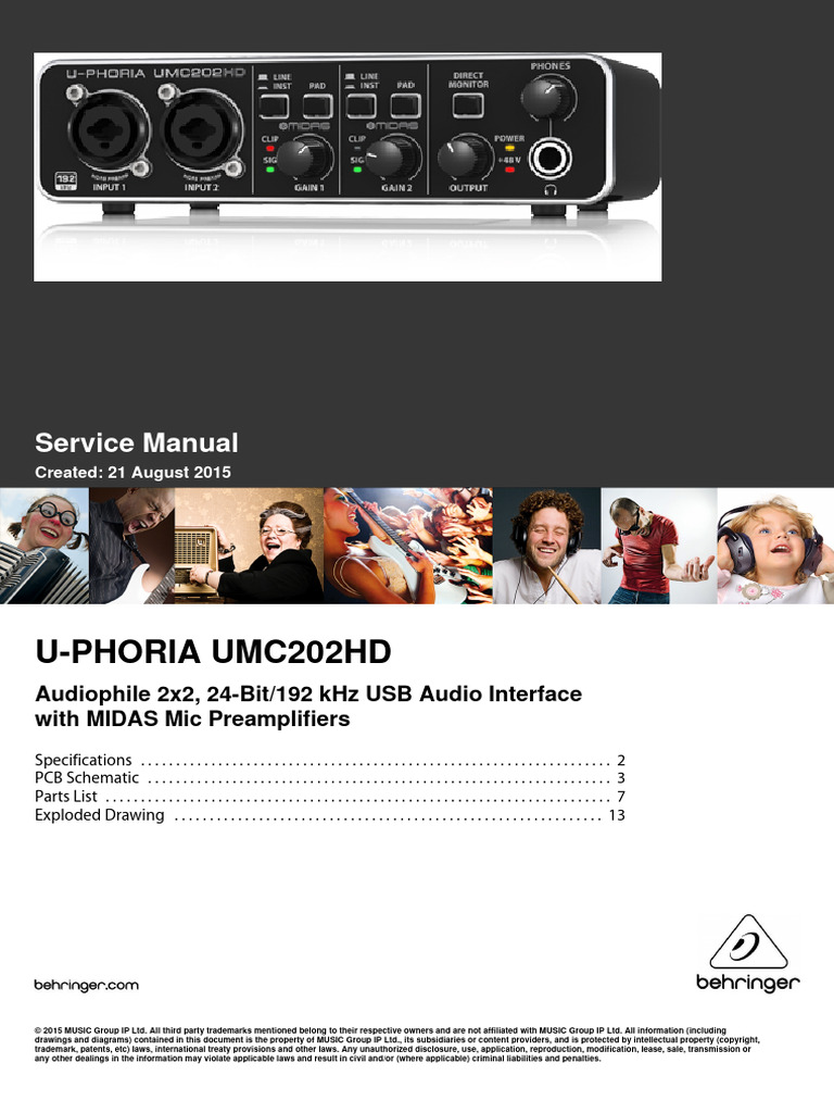 Umc202hd Behringer Audio Interface Service Manual | PDF | Electrical Engineering | Computer ...