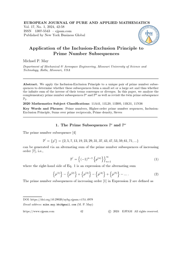 Application of The Inclusion-Exclusion Principle | PDF | Summation | Prime Number