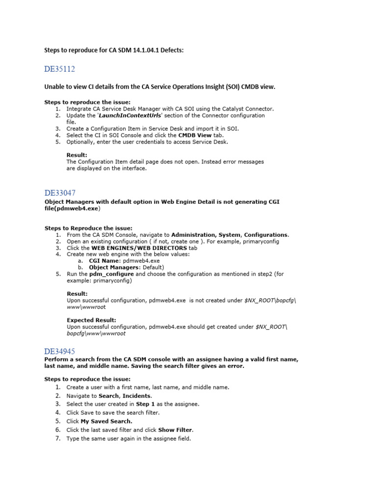 Ca SDM 14.1.04.01 Fixed Issues Details | PDF | World Wide Web ...