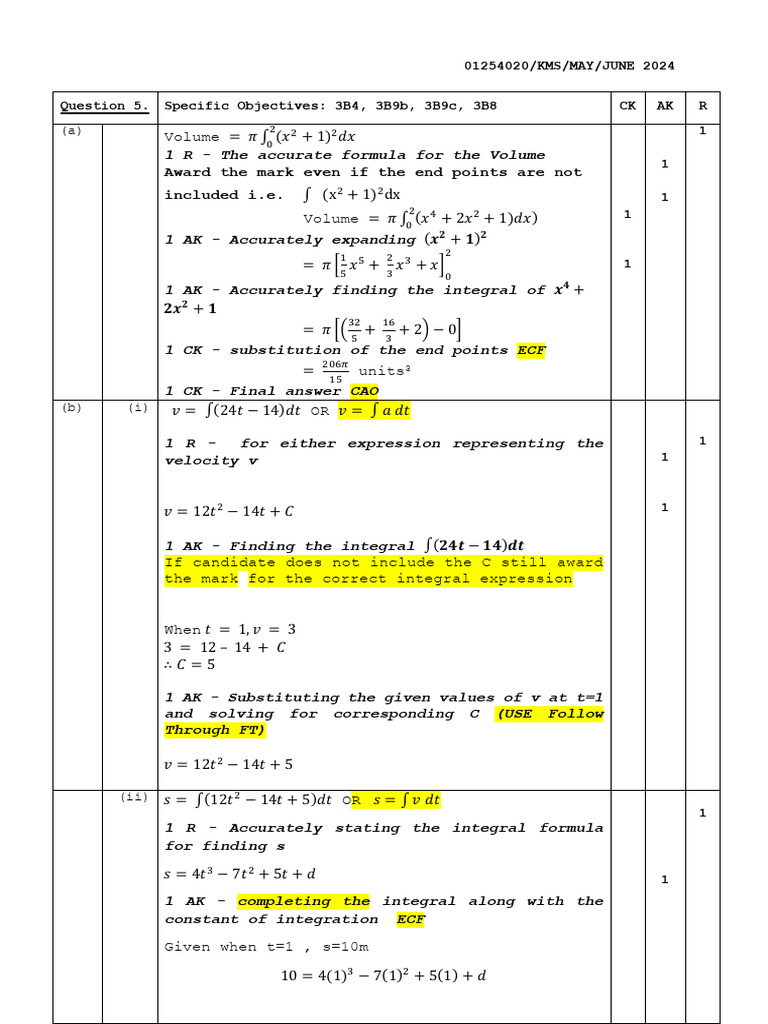 KMS-CSECAddmathg-01254020-MayJune2024-QUESTION 5 | PDF | Volume | Metrology