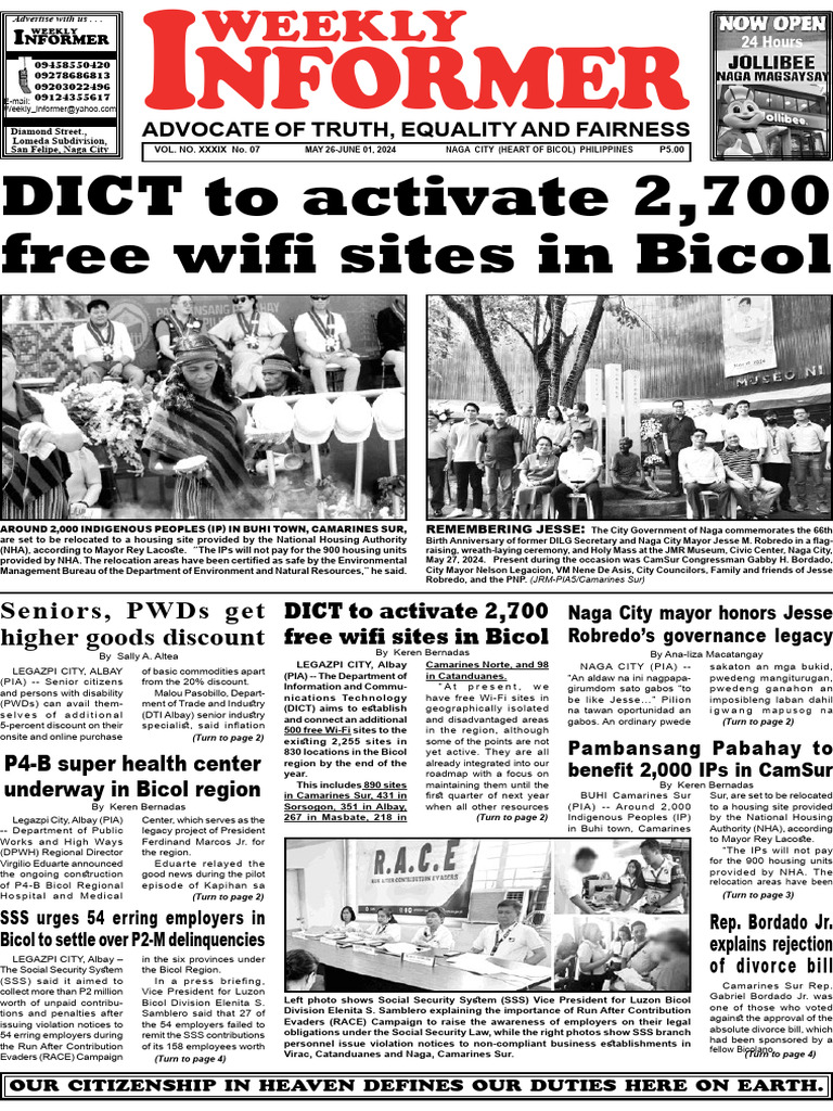 Nformer: DICT To Activate 2,700 Free Wifi Sites in Bicol | PDF