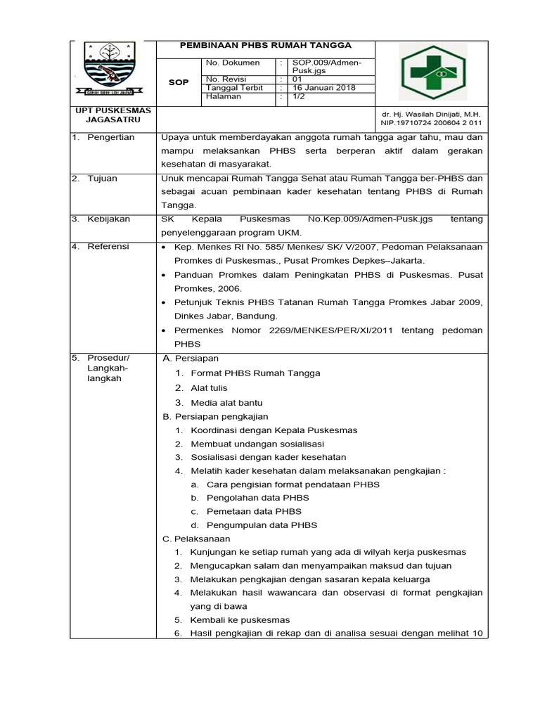 SOP Pembinaan PHBS RT Print | PDF