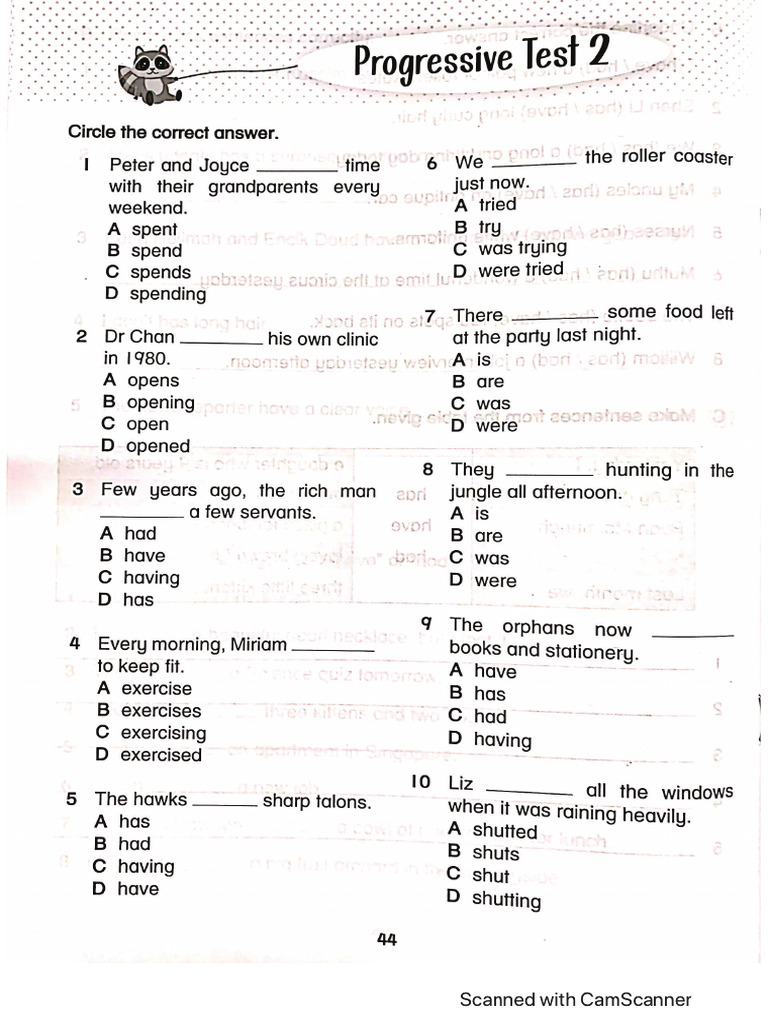 English Progressive Test 02 | PDF