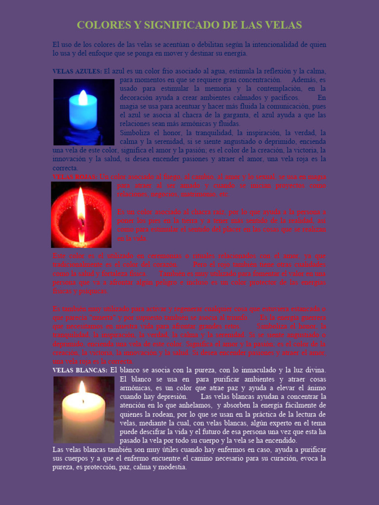 Colores y Significado de Las Velas | PDF | Amor | Color