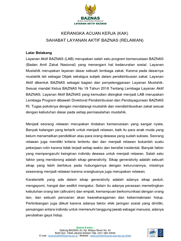 KAK Sahabat LAB (Relawan) | PDF
