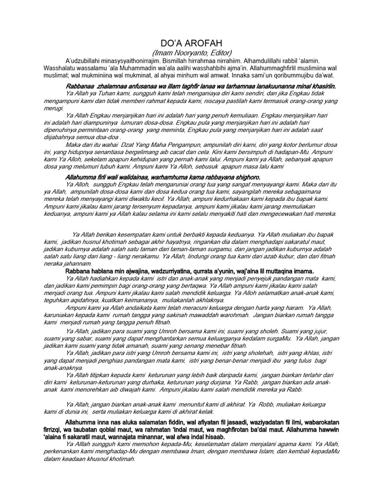 Doa Arofah 1 | PDF