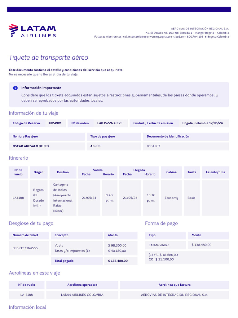 Latam - Regreso | PDF | aerolíneas | Transporte