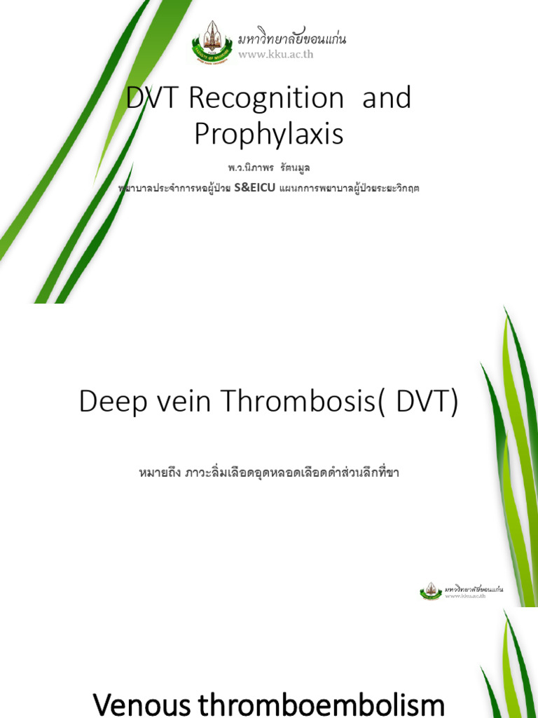 DVT Recognition and Prophylaxis: พ.ว.นิภาพร รัตนมูล พยาบาลประจ าการหอ ...
